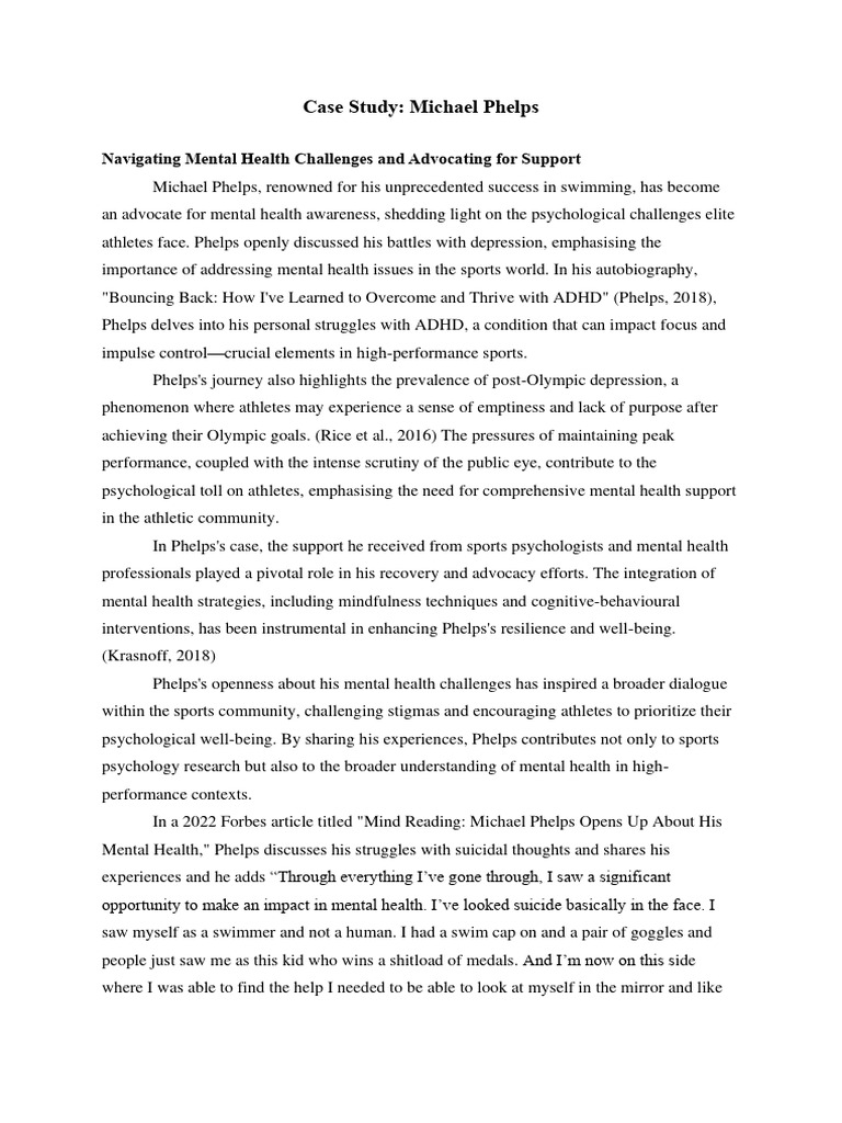 Case Study - Michael Phelps | PDF | Mental Health | Psychology