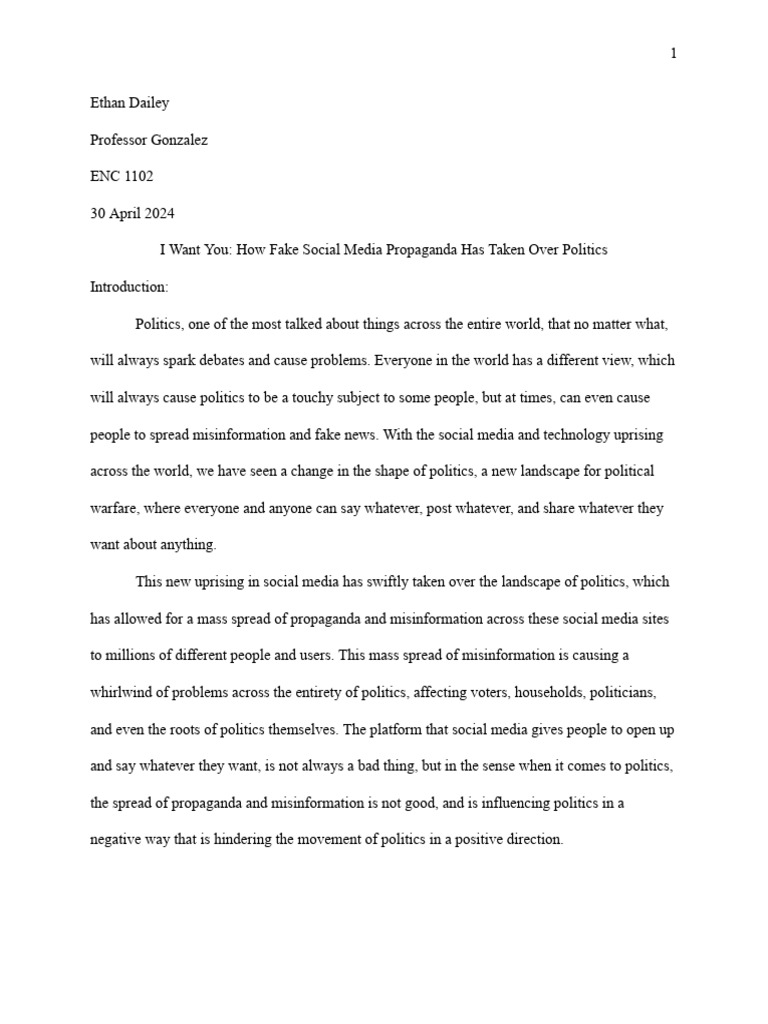 Ethan Dailey Final Research | PDF | Social Media | Popular Culture ...