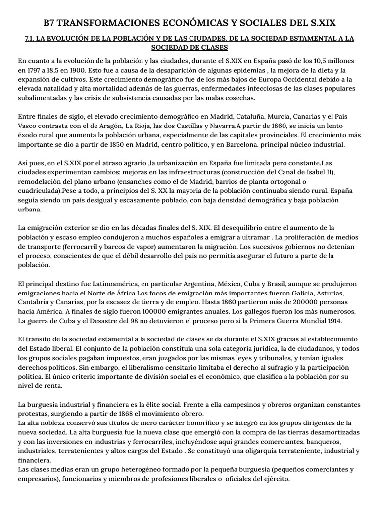 B7 Transformaciones Económicas y Sociales Del | PDF | Agricultura | España