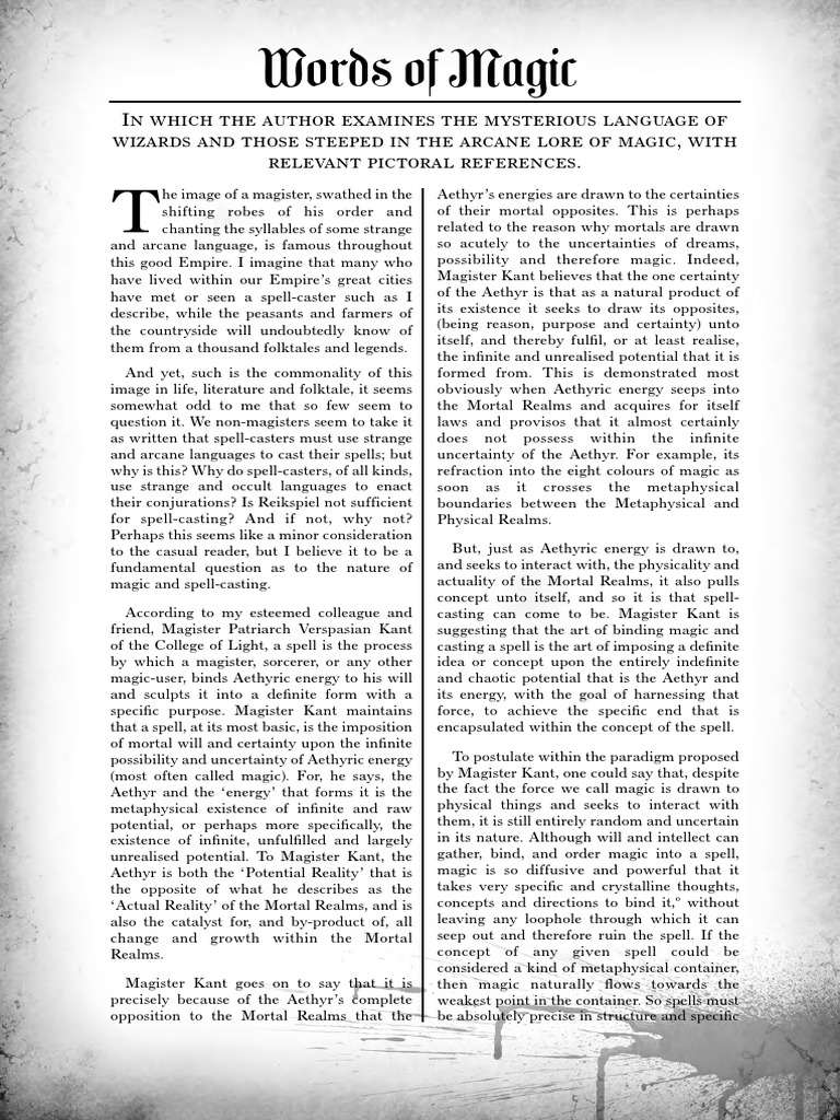 Warhammer Fantasy Words of Magic | PDF | Alphabet | Vowel
