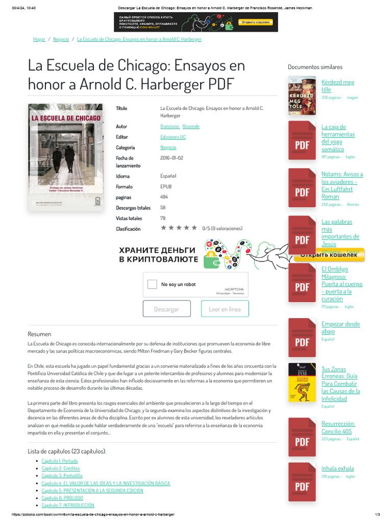 1D La Escuela de Chicago - Ensayos en Honor A Arnold C. Harberger de ...