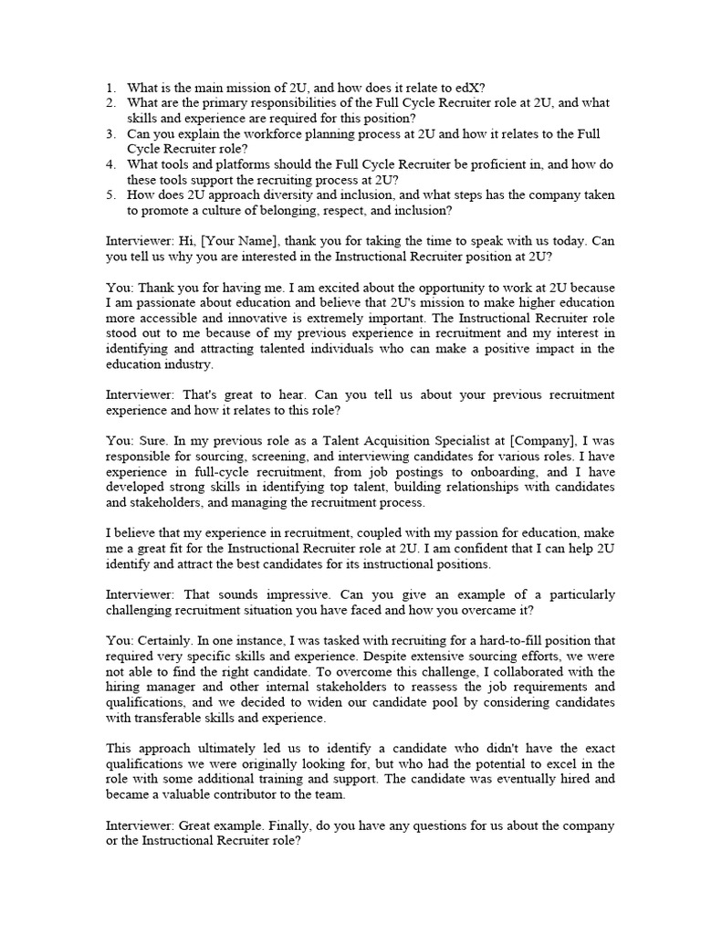 What Is The Main Mission of 2U | PDF | Recruitment | Cognition