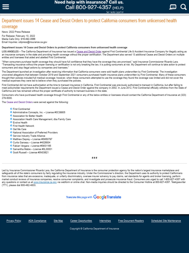 Department Issues 14 Cease and Desist Orders To Protect California Consumers From Unlicensed ...