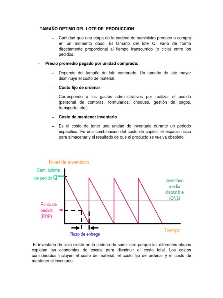 Tamaño Optimo Del Lote de Produccion | PDF | Inventario | Costo