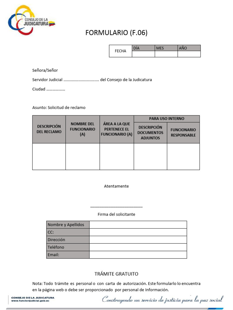 Formulario F06 V2 | PDF