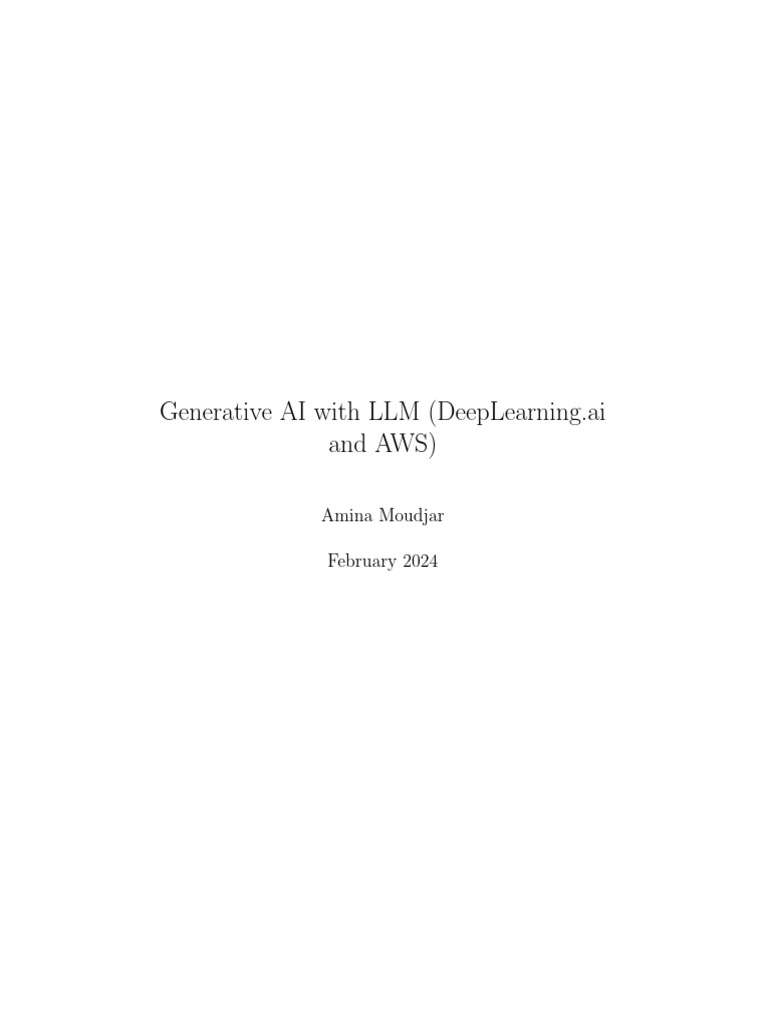 Generative AI With LLM | PDF