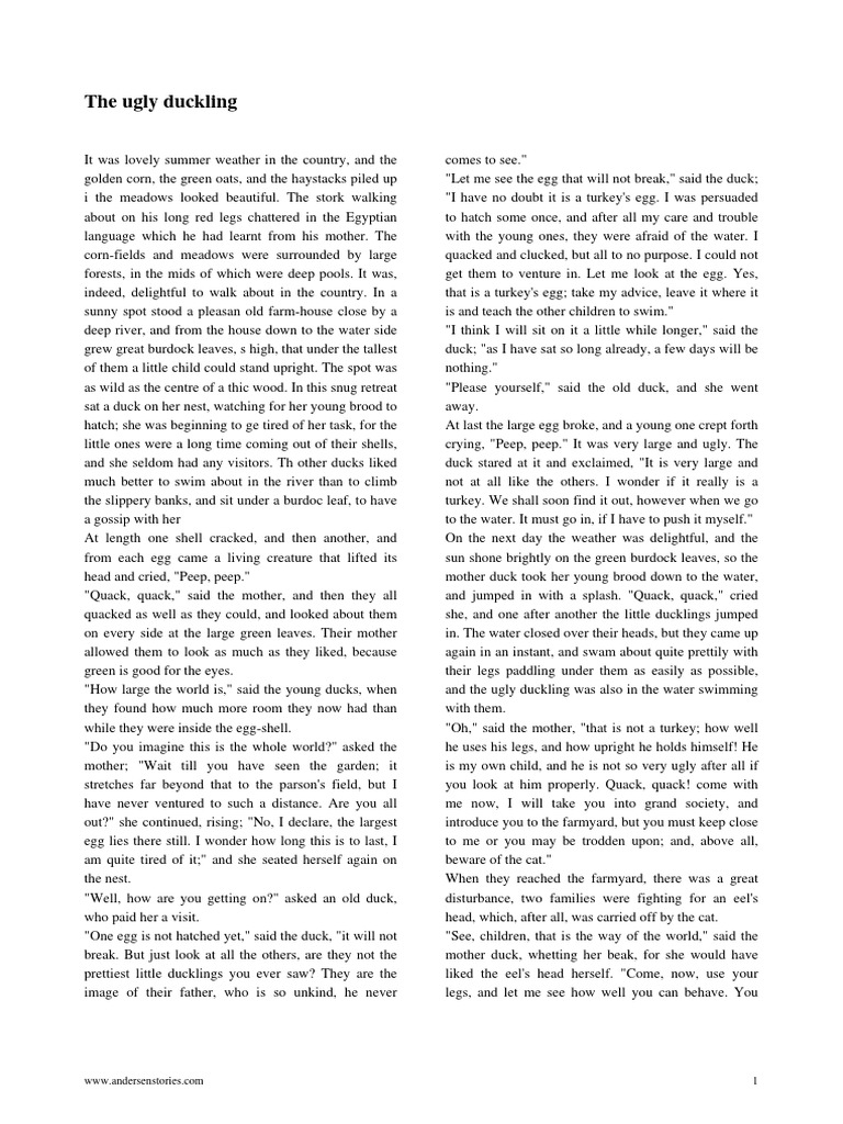 The Ugly Duckling | Download Free PDF | Duck | Birds