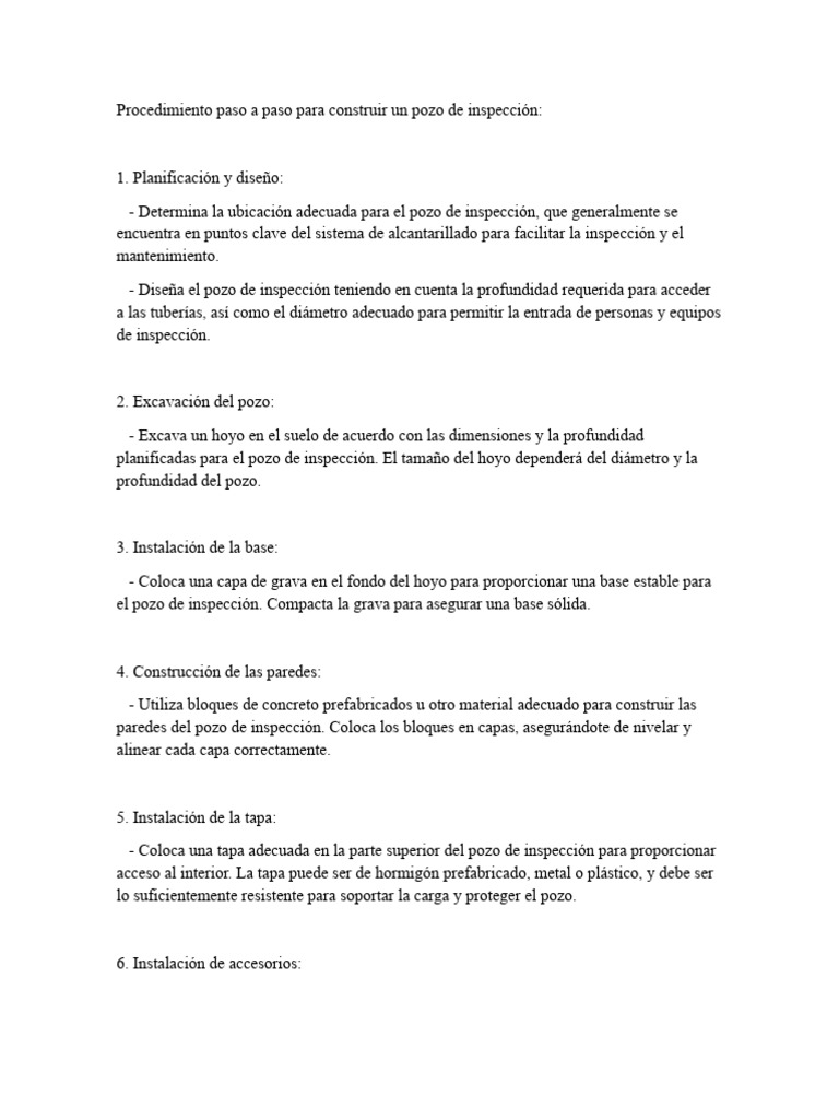 Guía para construir un pozo de inspección | PDF | Tecnología