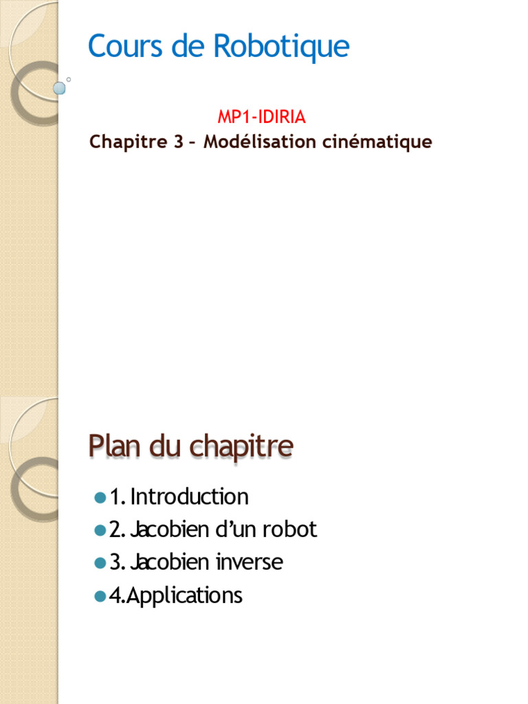 Jacobien et cinématique des robots | PDF | Cinématique | Vitesse