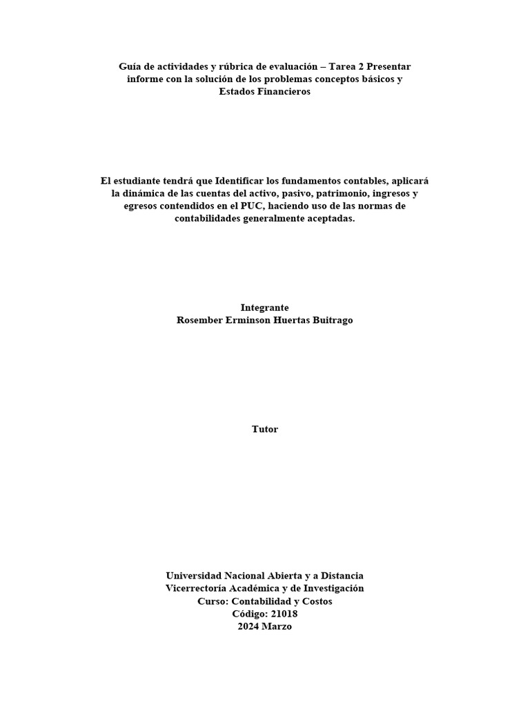 Informe Con La Solución de Los Problemas Conceptos Básicos y | PDF | Contabilidad | Business