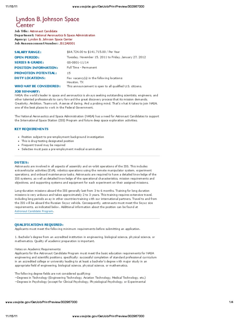 Astronaut Job | Astronauts | Academic Degree