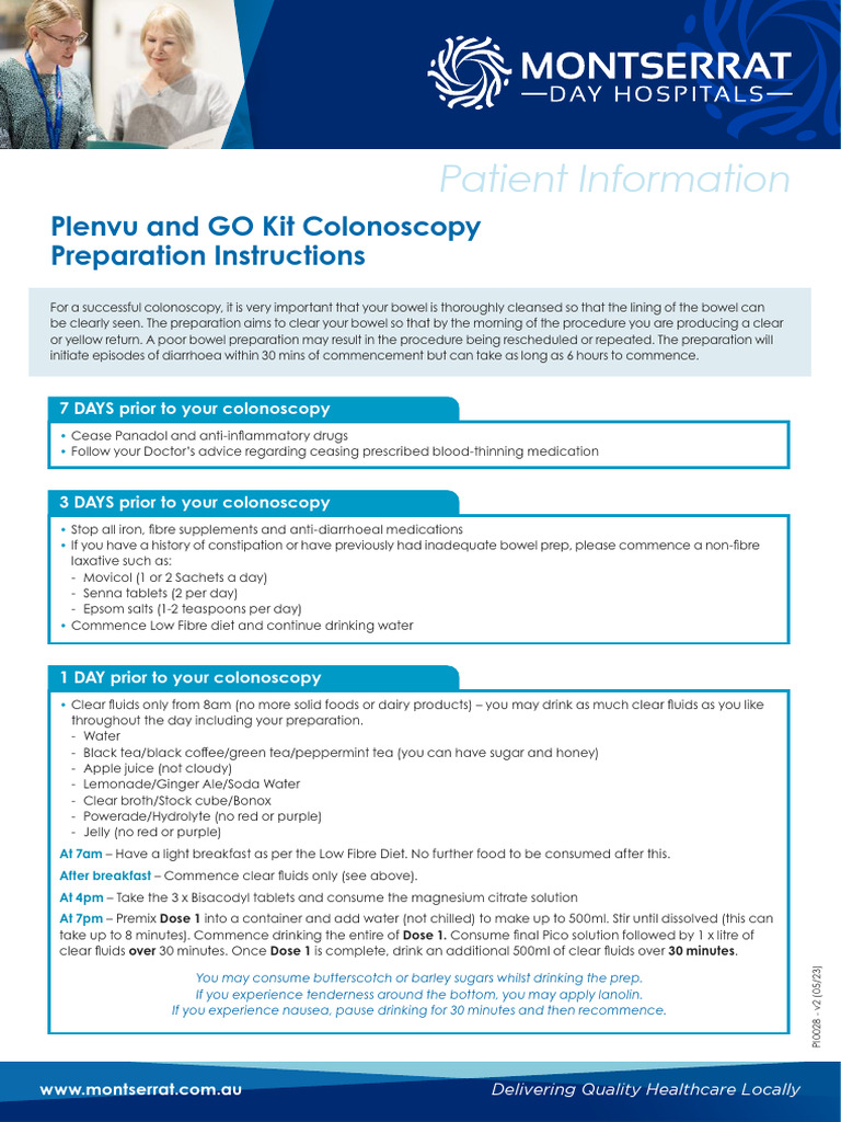 PI0028 MDH Plenvu and GO Kit Colonoscopy Prep A4 0523 v2 | PDF ...