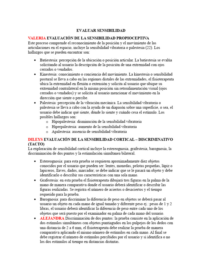 Evaluar Sensibilidad | PDF | Percepción | Neurociencia