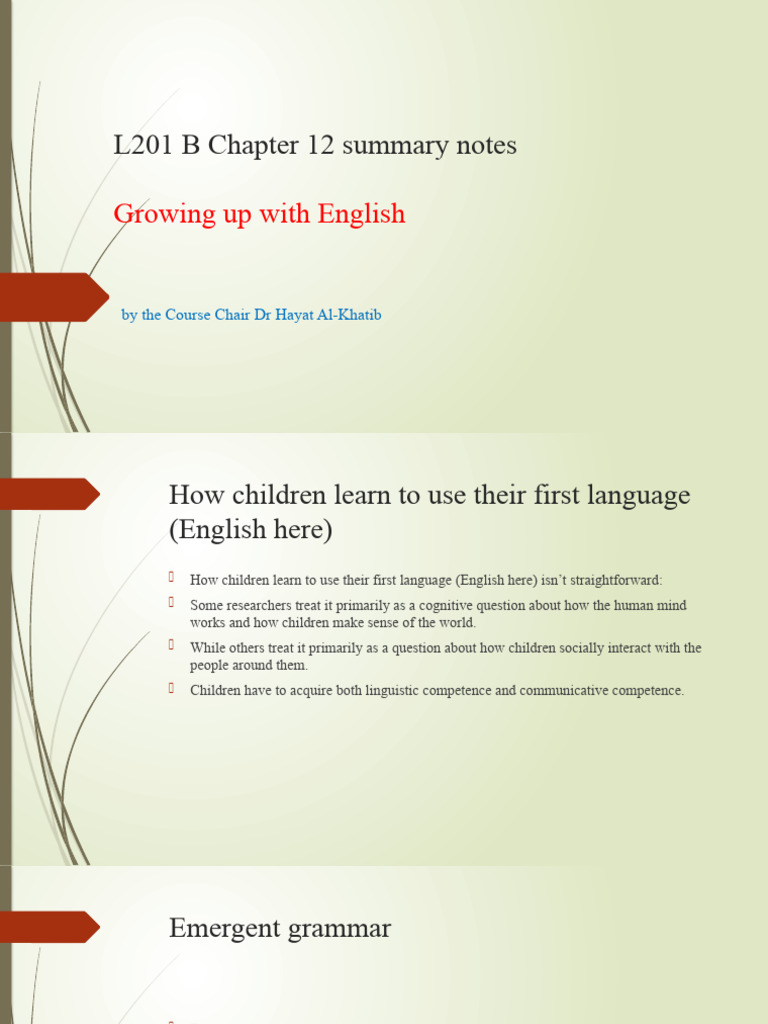 L201 B Chapter 12 Summary Notes (Short) | PDF | Orthography | Language ...