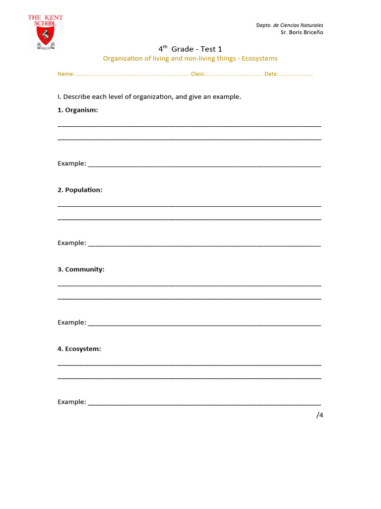 4th Science Unit 4 - Test 1 | PDF | Ecosystem | Aquatic Ecosystem