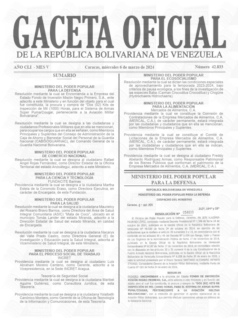 Gaceta 3-5 | PDF | Venezuela | Ejecutivo (gobierno)