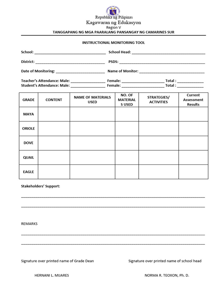 Catch Up Fridays Monitoring Tool | PDF