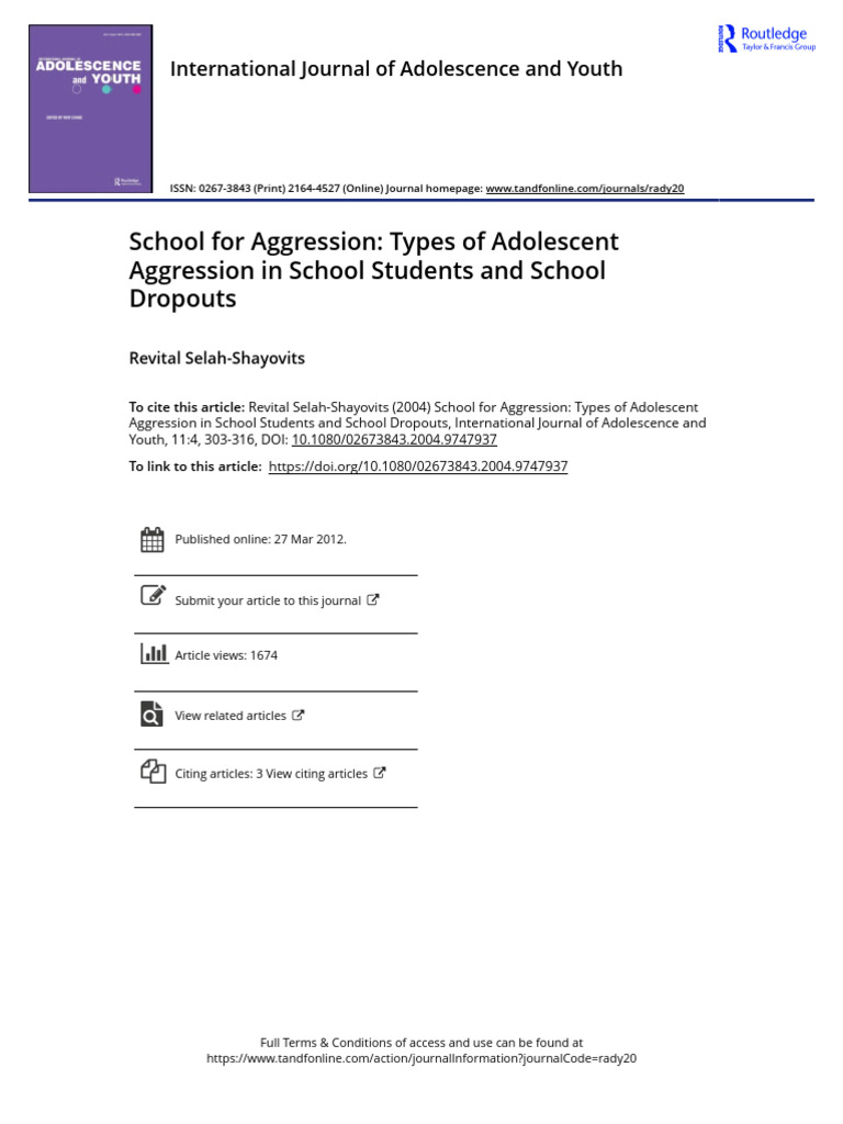 School For Aggression Types of Adolescent Aggression in School Students ...