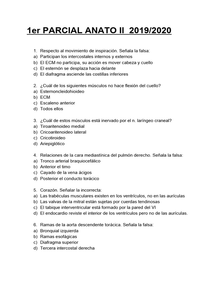 1ºp Anato II 2019-20 | PDF | Angiología | Anatomía humana