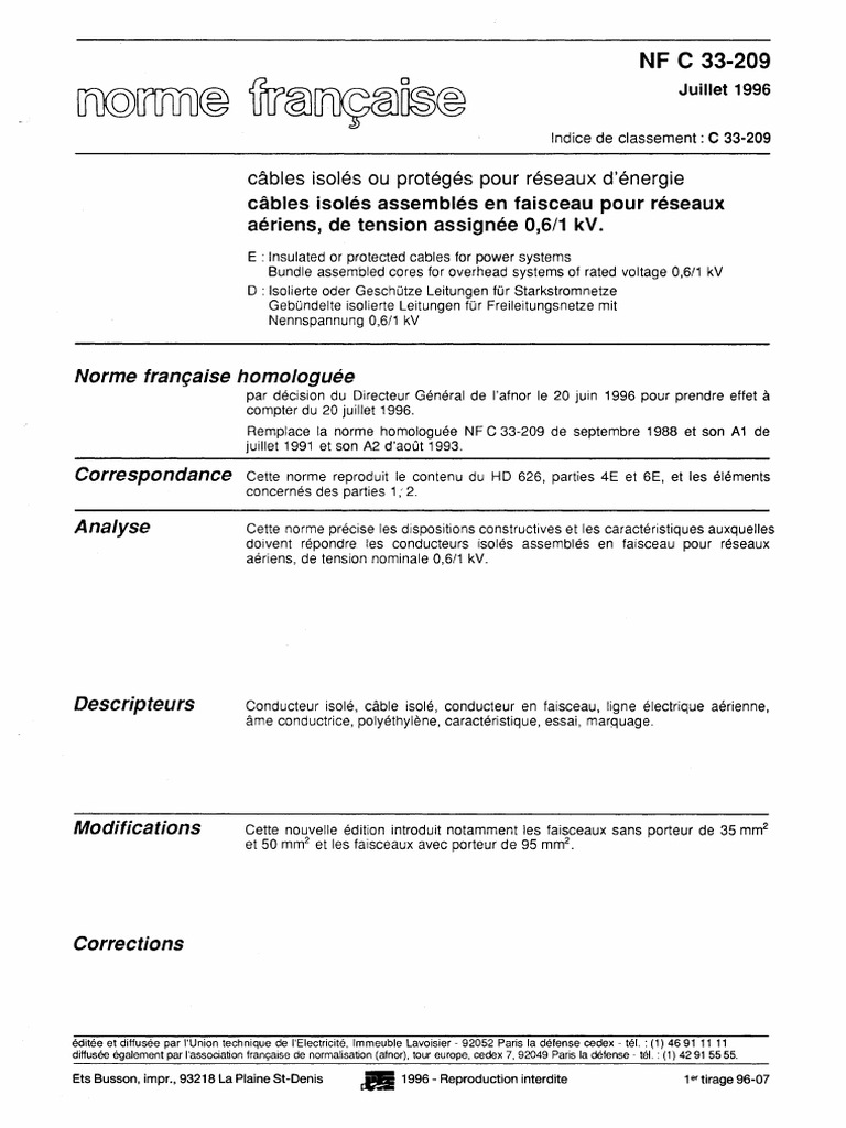 NF C33-209 | PDF