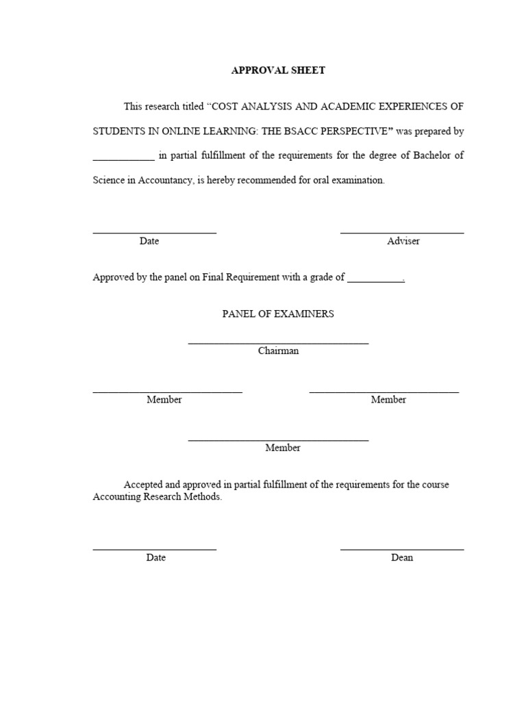 APPROVAL SHEET - Team 8 - Cost Analysis and Academic Experiences of ...