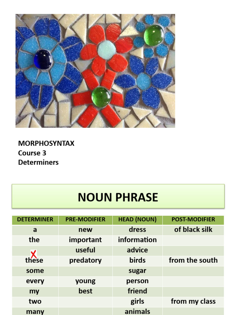 MORPHOSYNTAX Course 4 Determiners | PDF | Noun | Semantics