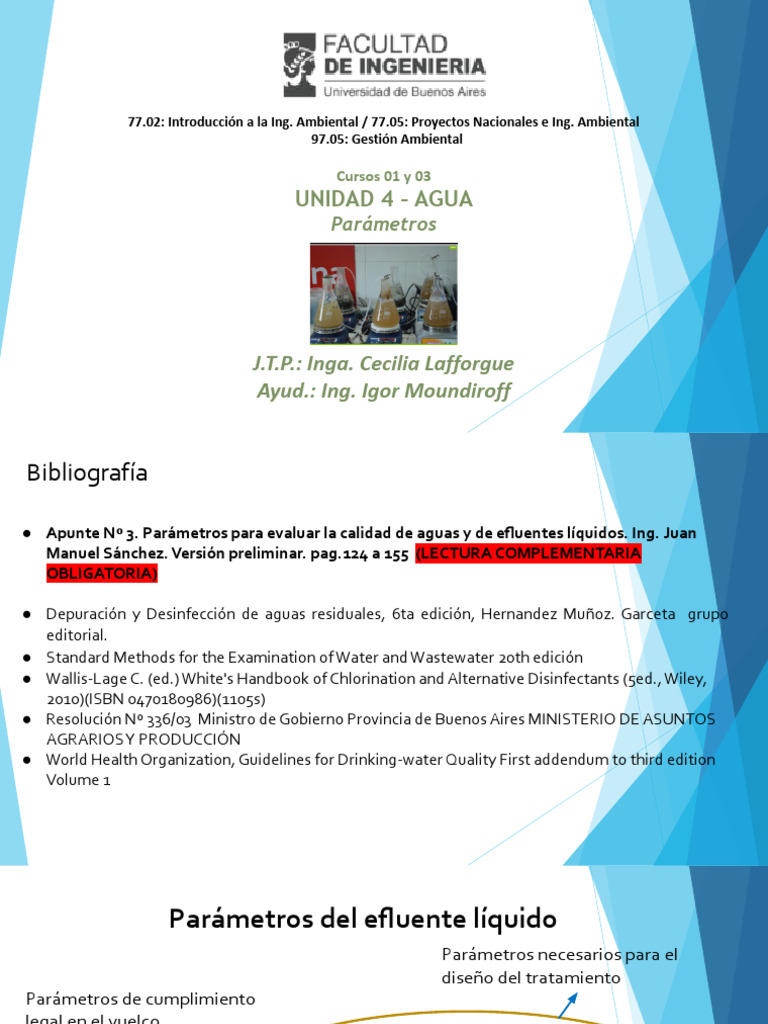 U4.P2 Aguas-Parametro 2C2023 | PDF | Agua | Cianuro