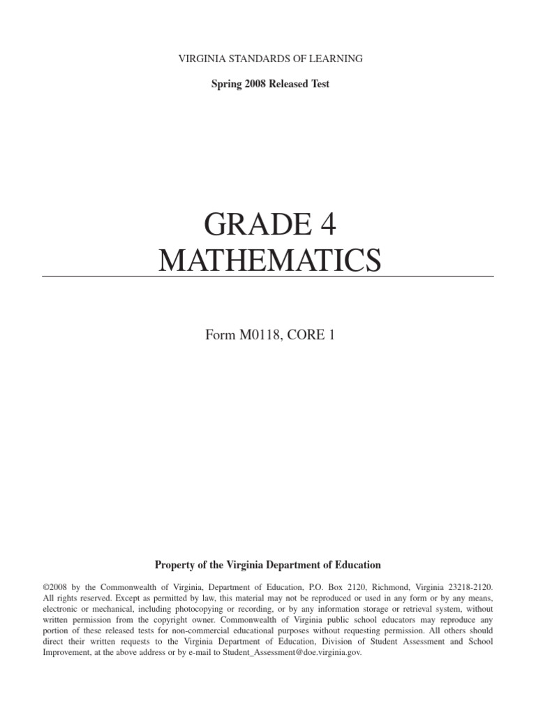 Grade 4 Sol 2008 Pdf Gallon Mathematics