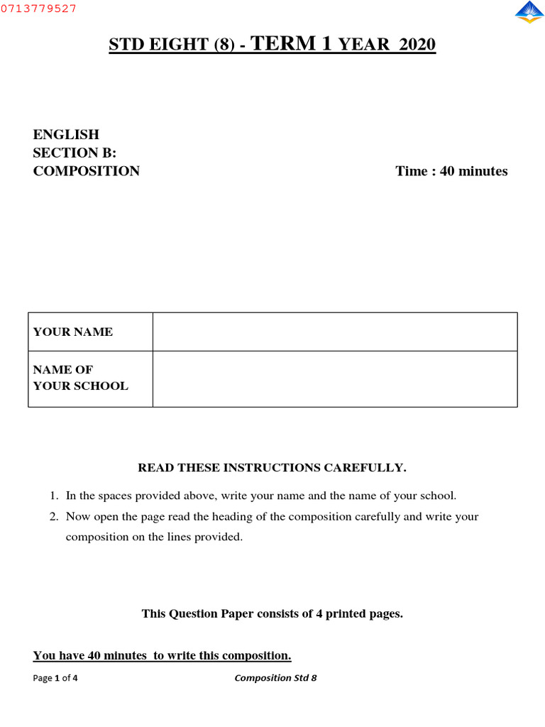 STD 8 Composition | PDF