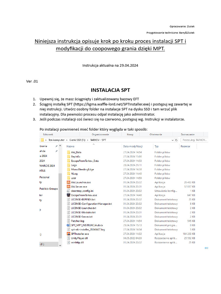 SPT MPT Instrukcja | PDF