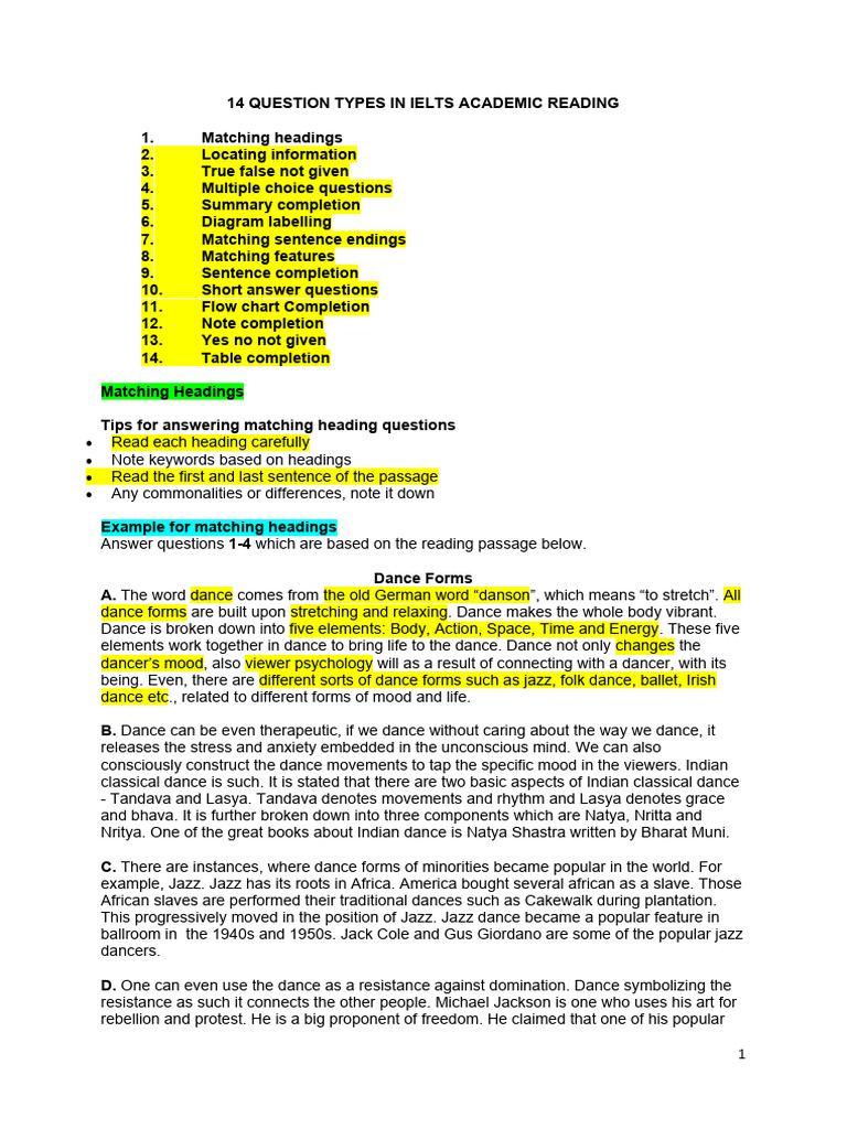 IELTS Academic Reading: Matching Headings | PDF | Money | Banknote