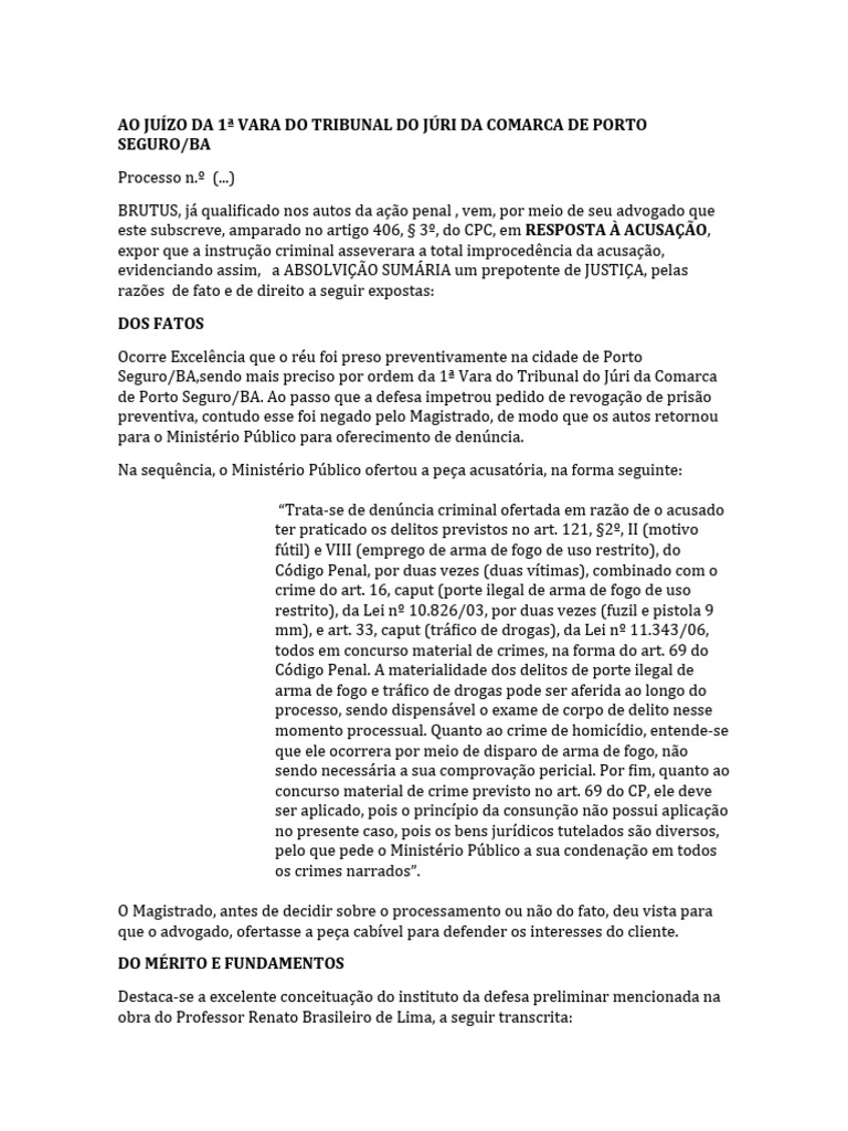 Resposta A Acusacao Secao 3 Direito Penal | PDF | Crimes | Crime e ... Resposta A Acusacao Secao 3 Direito Penal | PDF | Crimes | Crime e ...