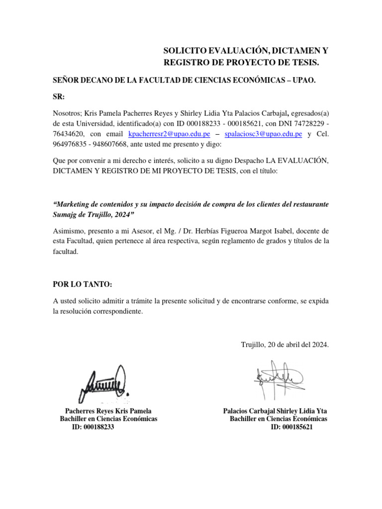Solicitud Firmada | PDF