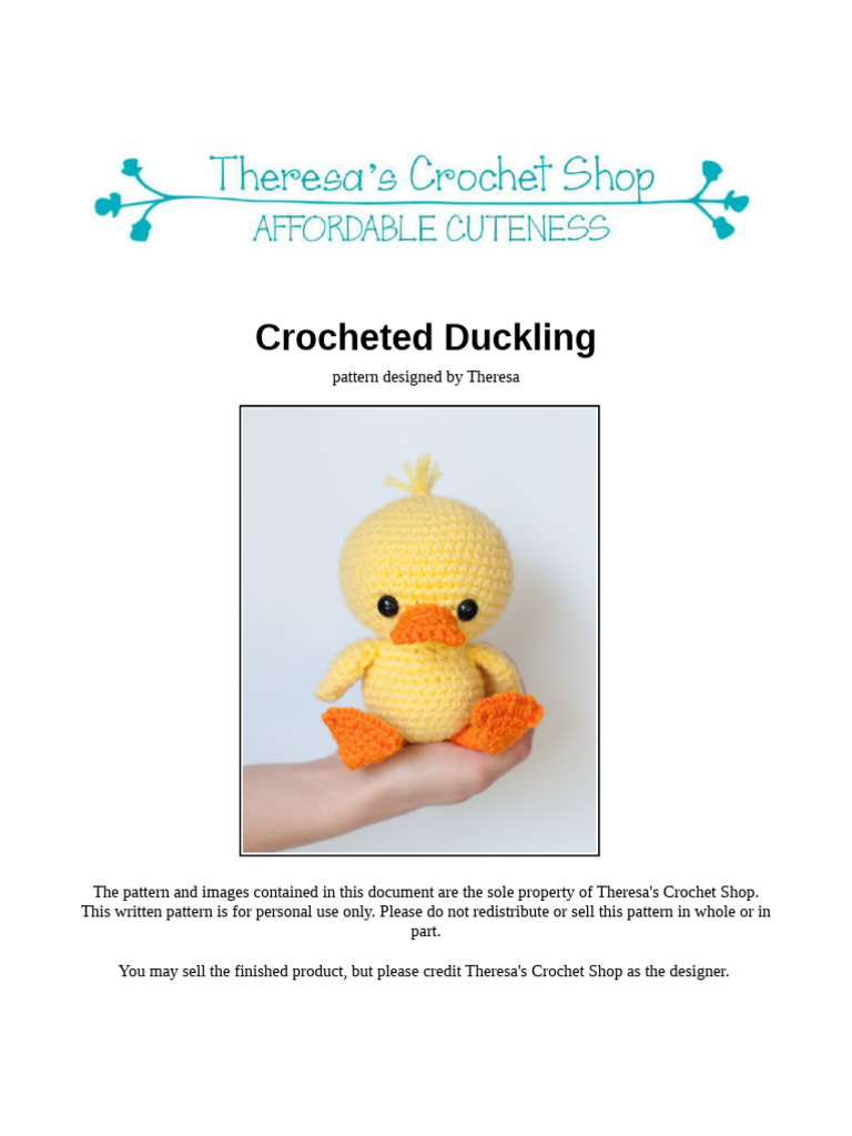 Baby Duck Pattern | PDF | Crochet | Yarn