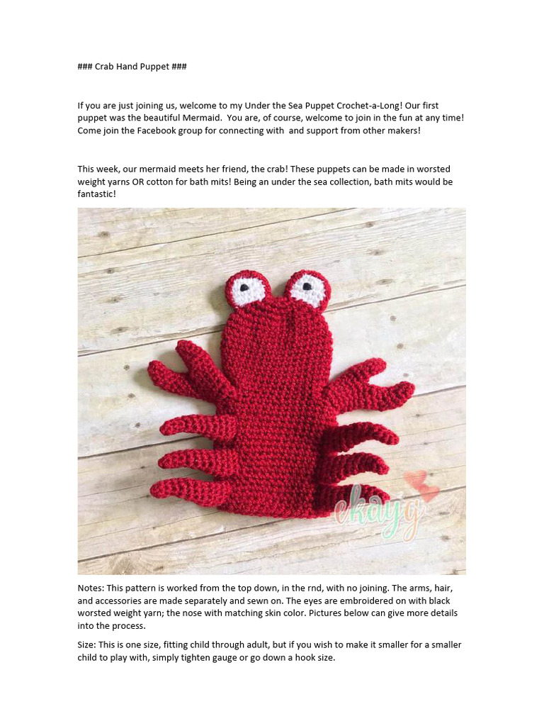 05-Crab Hand Puppet-Ingl. | PDF | Crochet | Needlework
