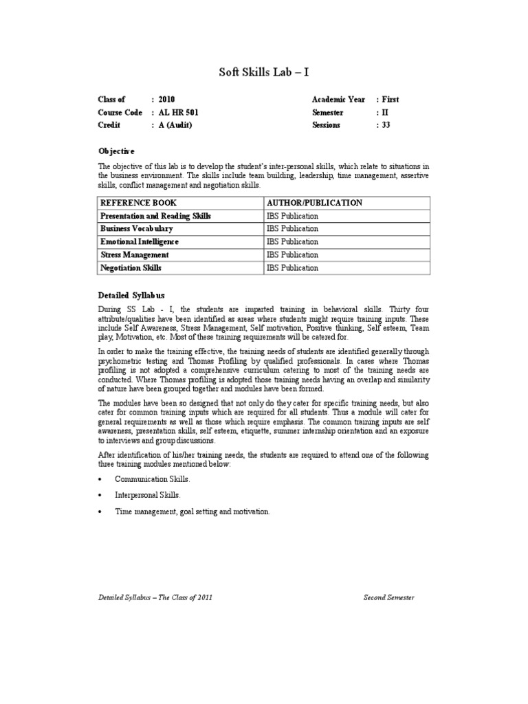 Soft Skills Lab - 1 | PDF
