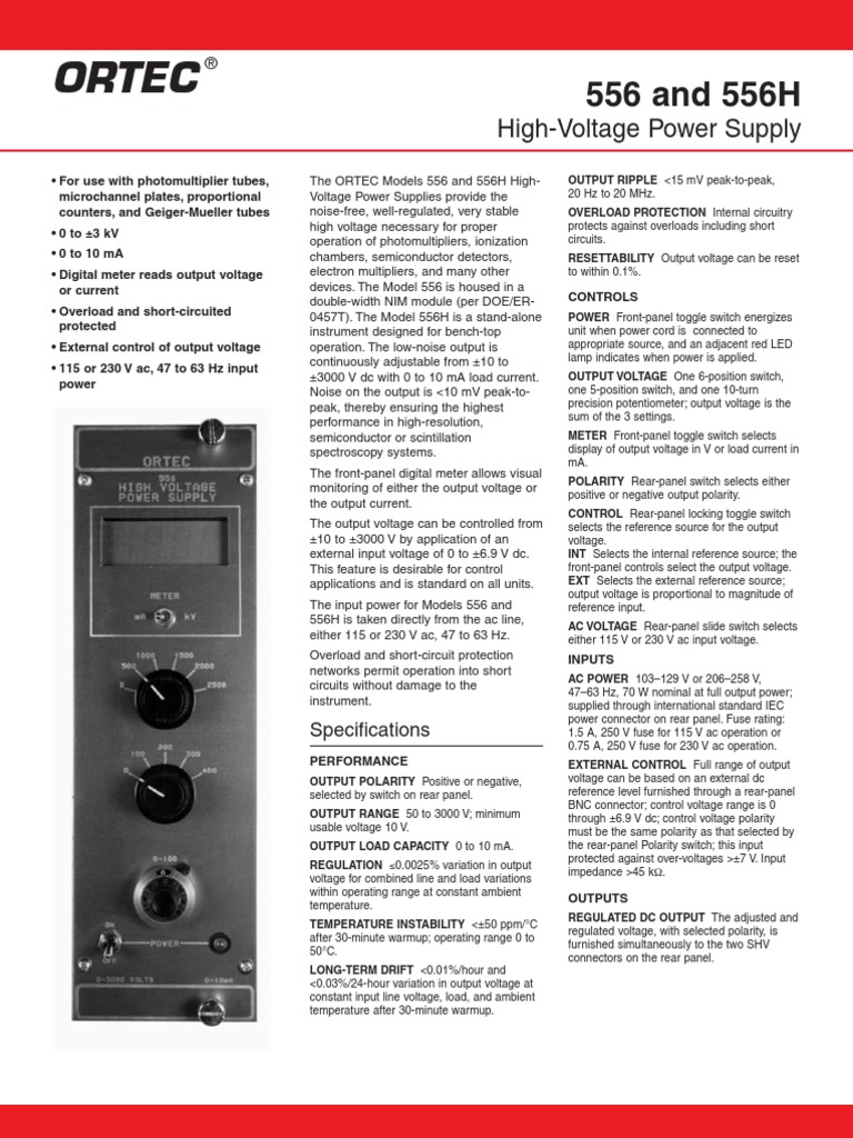 Ortec: 556 and 556H | PDF | Power Supply | Switch
