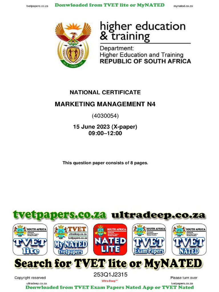 N1060 - MARKETING MANAGEMENT N4 JUNE QP 2023 Watso | PDF
