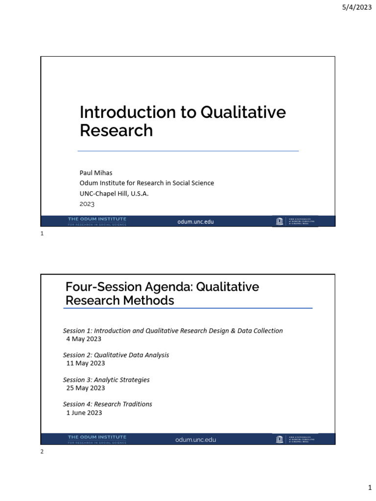 Qualitative Research Methods & Data Analysis Session 1 Slides 4 May ...