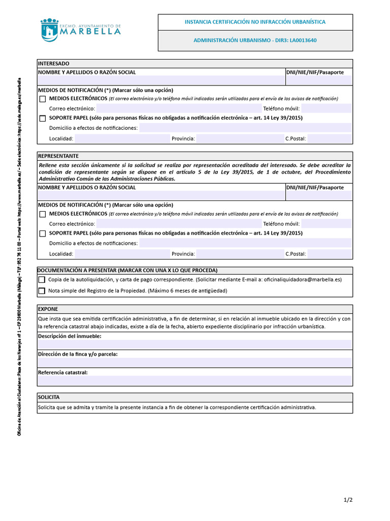 Certificacion No Infraccion Urbanistica | PDF | Gobierno