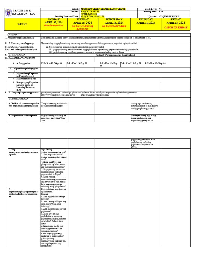 q4 Wk2 April 8-12, 2023 Esp6 Sulit, R | PDF