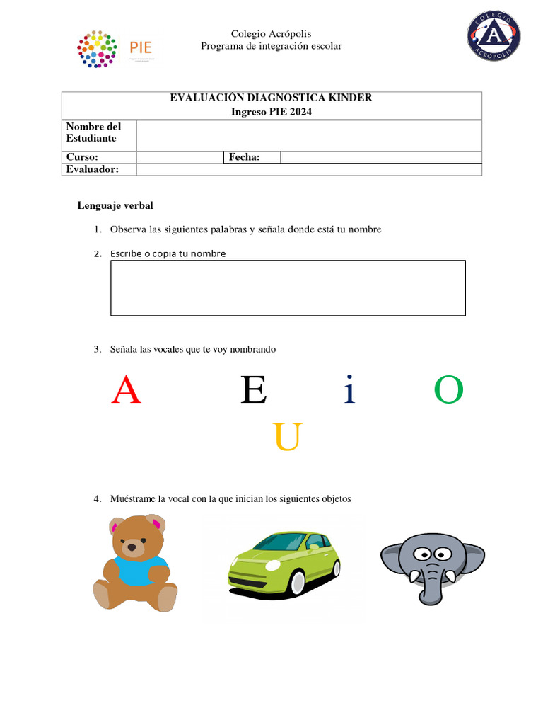 Diagnostico Kinder 2024 | PDF