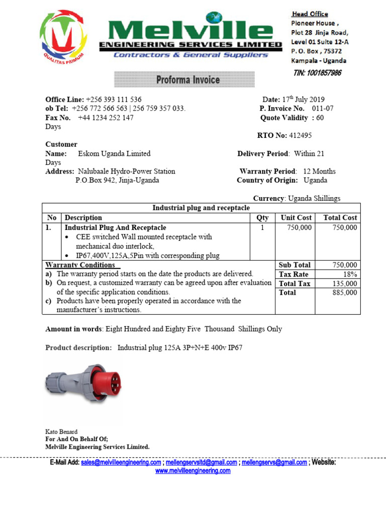 Quote For Supply of Industrial Plug and Receptacle | PDF | Electrical ...