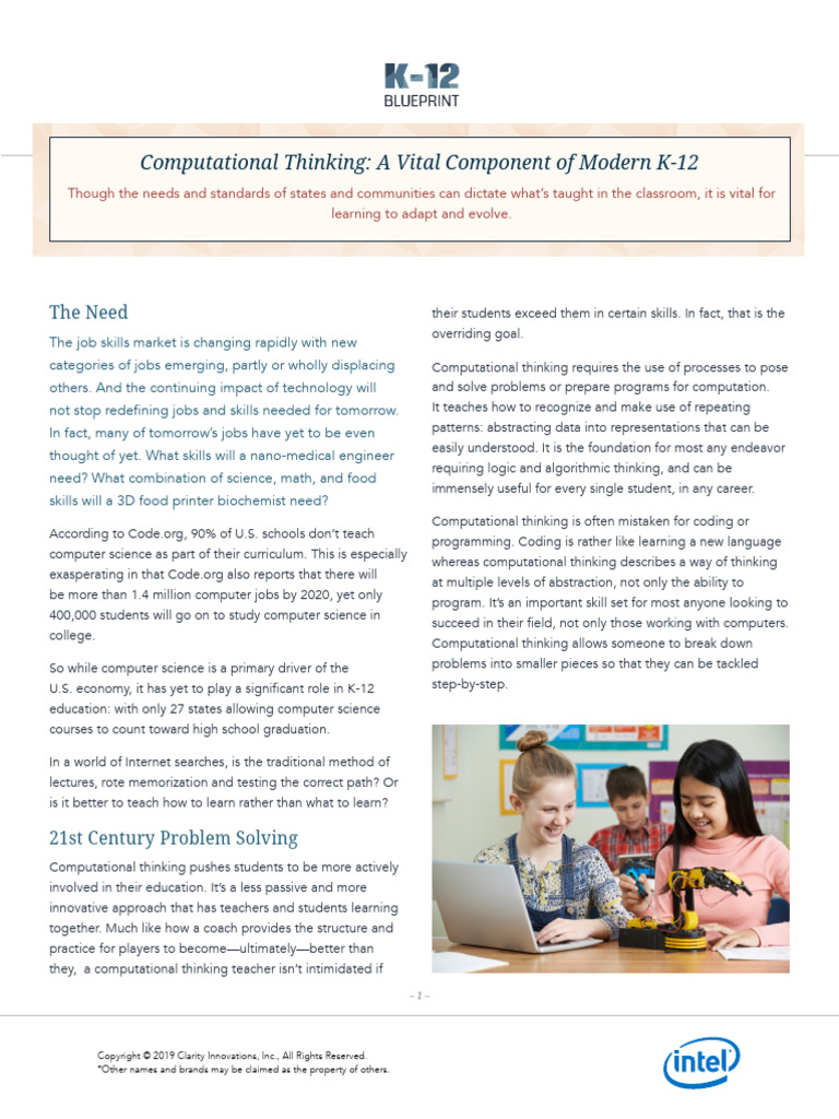 Computational Thinking K12 | PDF | Artificial Intelligence | Intelligence (AI) & Semantics