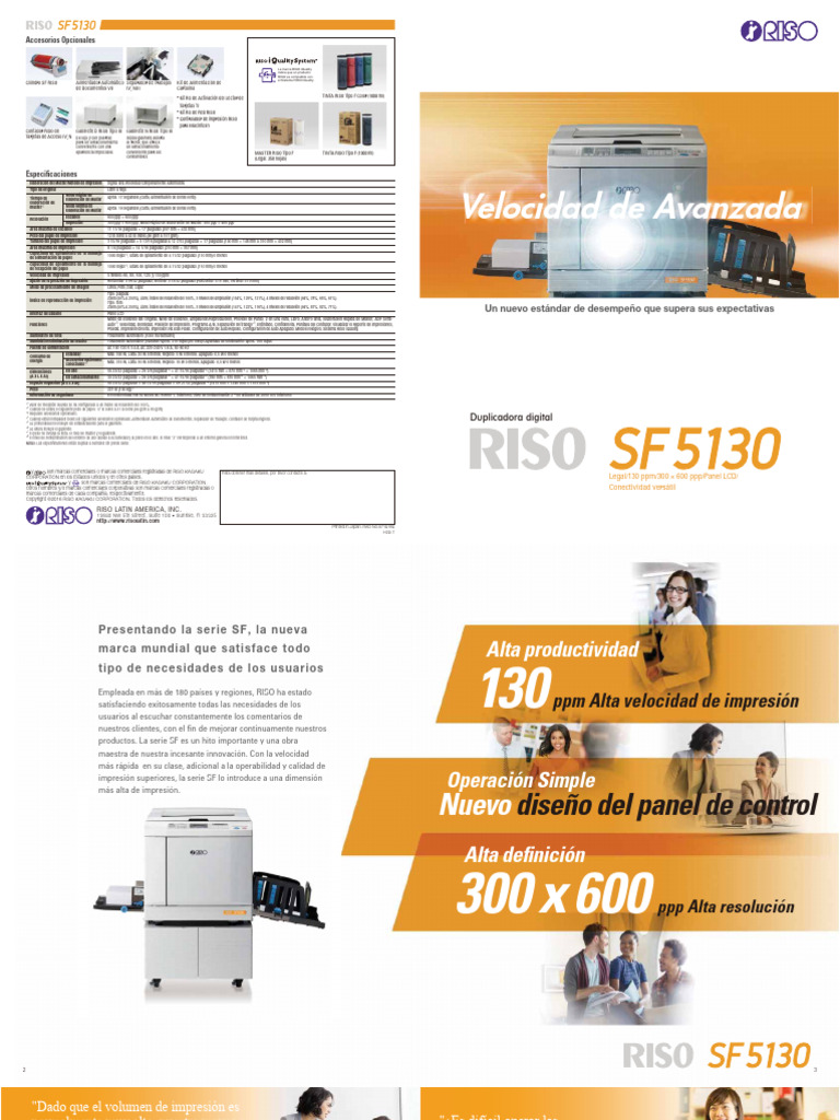 RISO SF-5130 Brochure | PDF | Impresora (Computación) | Papel