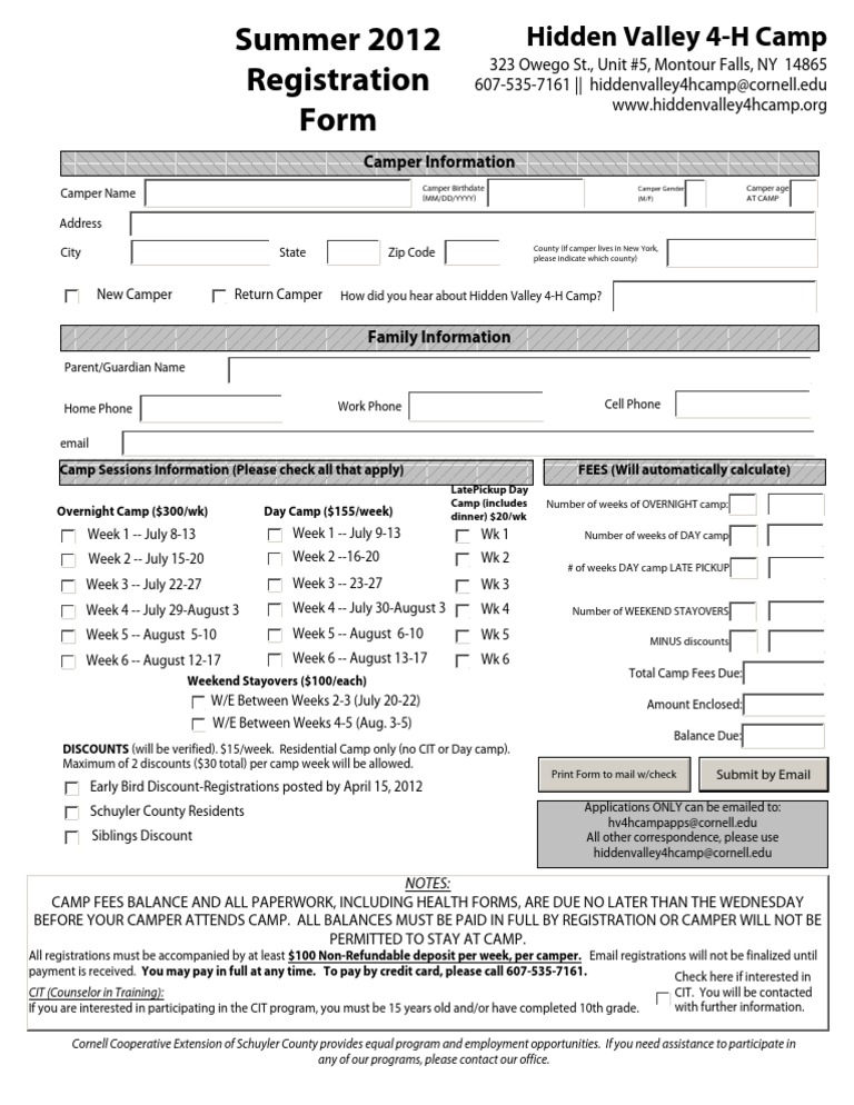 Camp 2012 Reg Form | PDF