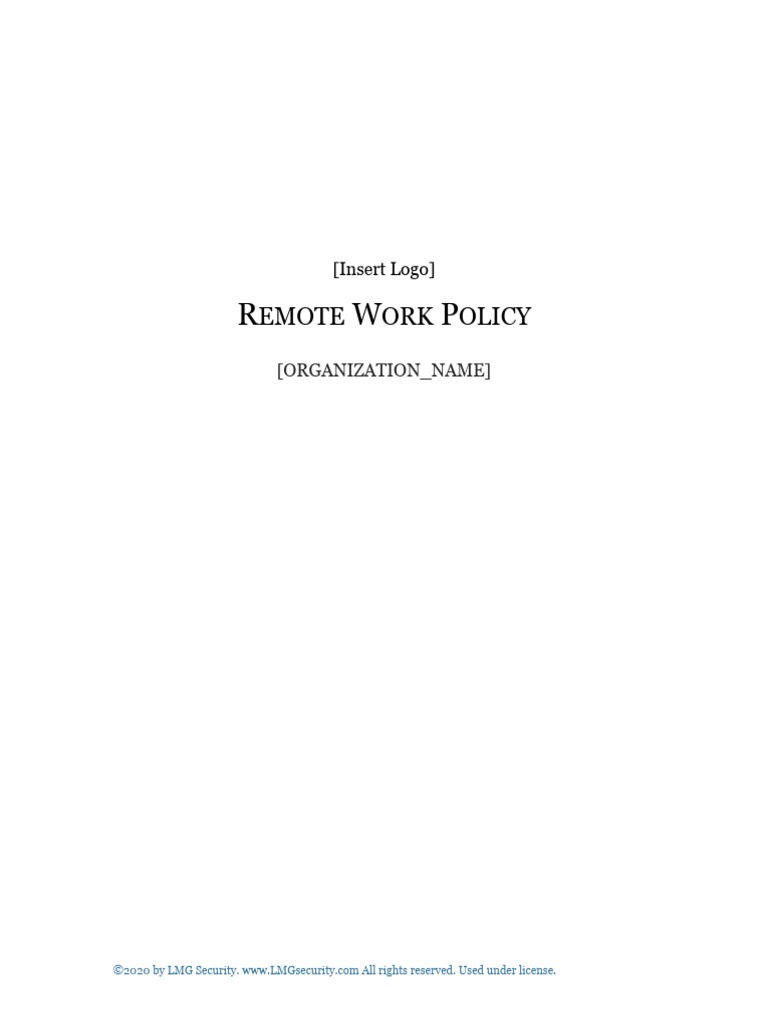 Remote Work Policy Template by LMGSecurity | PDF | Security | Computer ...