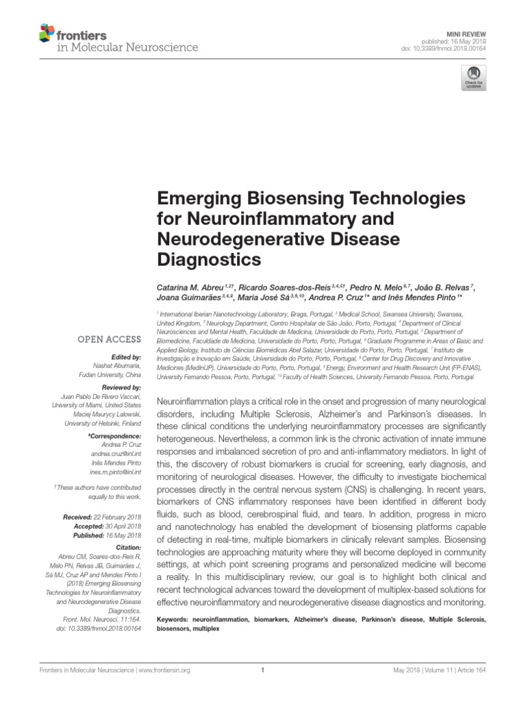 Biosensing Technologies For Neuroinflammatory Disease.1 | PDF ...