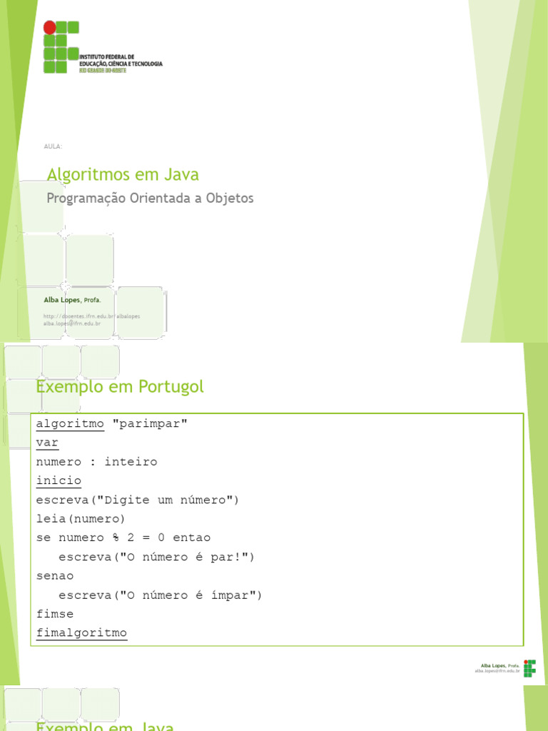 Aula 01 Algoritmos em Java | PDF | Algoritmos | Java (linguagem de ...