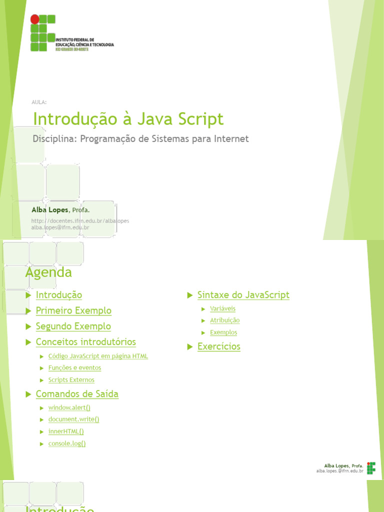 Aula 01 Introducao A Javascript | PDF | Script Java | Html